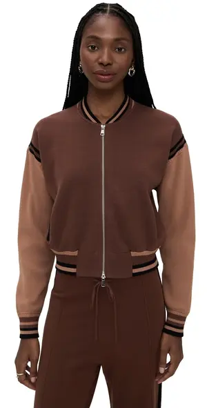 STATE & LAKE Blake Varsity Jacket - Chocolate/umber/black