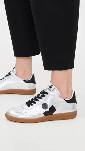Isabel Marant Étoile Kaycee Metallic Lace-up Sneakers - Silver/black