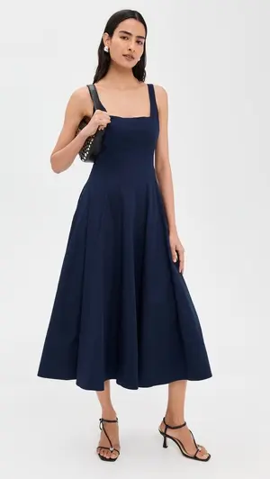 Staud Wells Midi Dress - Navy