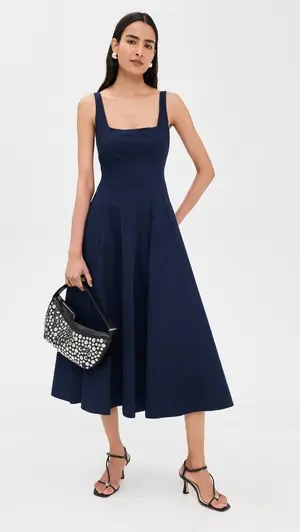 Staud Wells Midi Dress - Navy