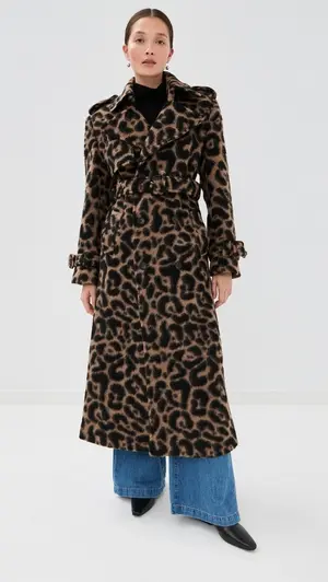 Simkhai Rumi Belted Long Coat - Leopard