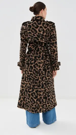 Simkhai Rumi Belted Long Coat - Leopard