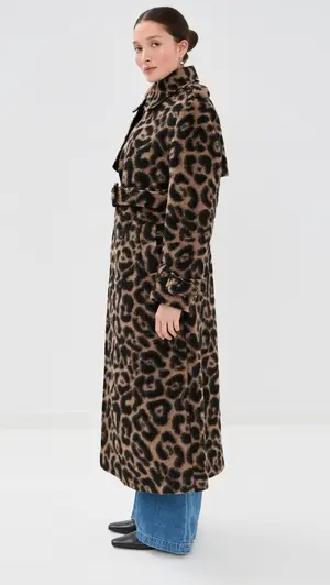 Simkhai Rumi Belted Long Coat - Leopard