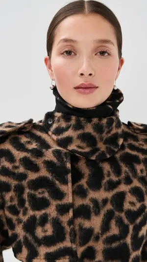 Simkhai Rumi Belted Long Coat - Leopard