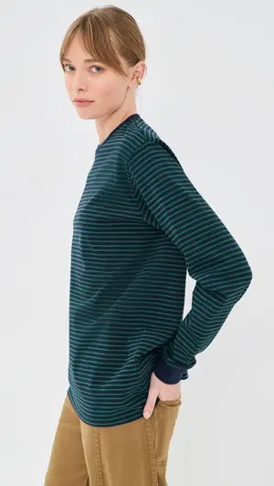 Tibi Striped Perfect Long Sleeve T-shirt
