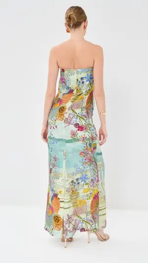 ISLA & WHITE Filmena Strapless Silk Maxi Dress