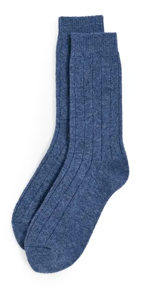 Nn07 Melange Wool Socks - Denim Blue