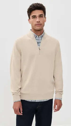 RHONE Commuter 1/4 Zip Sweater - Bone