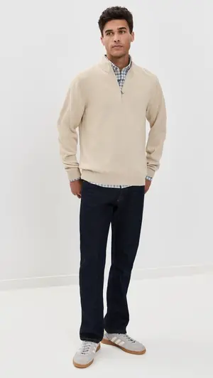 RHONE Commuter 1/4 Zip Sweater - Bone