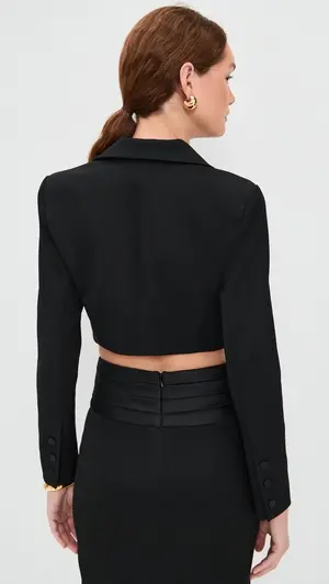 L'Agence Daxton Cropped Blazer With Satin Lapel