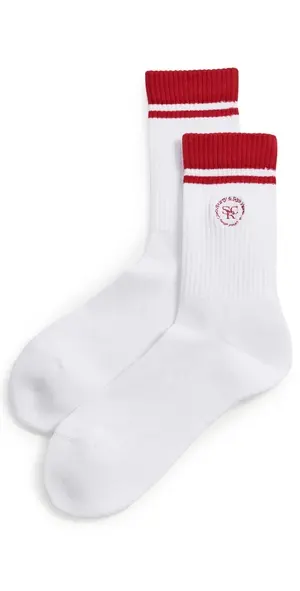 SPORTY & RICH Srhwc Socks - White/ruby