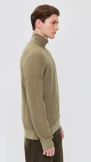 Vince Geo Jacquard Quarter Zip Sweater - Teton/river Sand