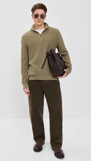 Vince Geo Jacquard Quarter Zip Sweater - Teton/river Sand