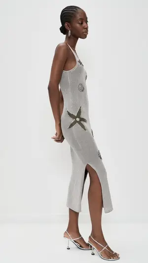 LESLIE AMON Roselle Embellished Midi Dress