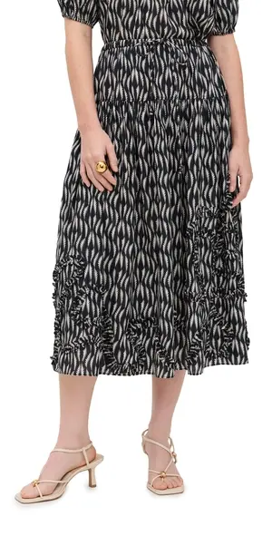 Ulla Johnson Alexandra Ruffled Midi Skirt - Graphite