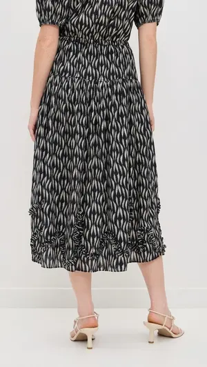 Ulla Johnson Alexandra Ruffled Midi Skirt - Graphite