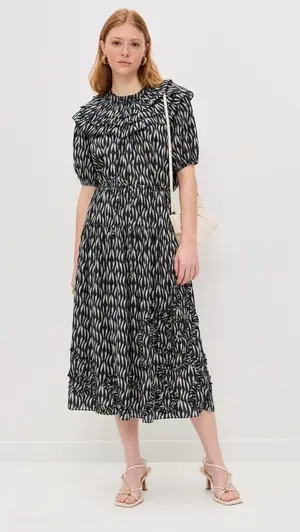 Ulla Johnson Alexandra Ruffled Midi Skirt - Graphite