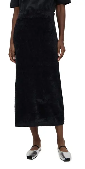 LE BOP Fuzzy Knit Midi Skirt - Black