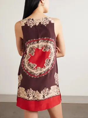 BODE Storybook Printed Silk Mini Dress - Red