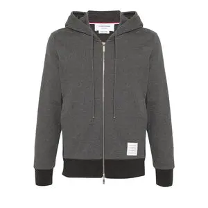 Thom Browne Classic Loopback Zip Up Hoodie