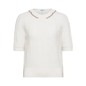 Thom Browne Wool T-shirt With Lace Trim