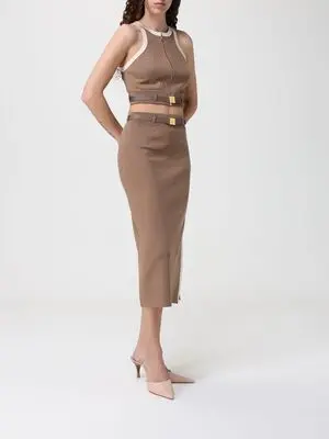 Elisabetta Franchi Midi Skirt With Gold Button Detail
