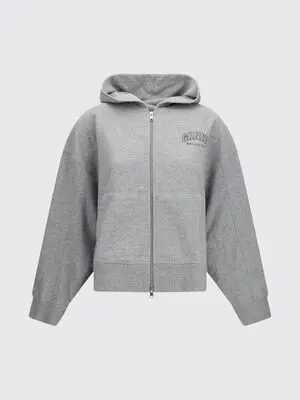 GANNI Relaxed Fit Cotton Zip-up Hoodie With Contrast Logo - Grey