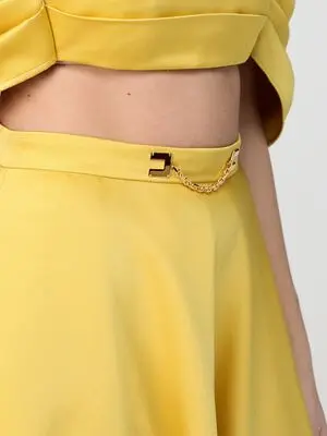 Elisabetta Franchi Midi Satin Skirt - Yellow