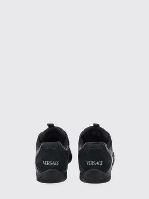 Versace Leather And Suede Sneakers - Black