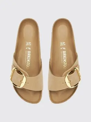 BIRKENSTOCK Madrid Big Buckle Oiled Leather Slides - Beige