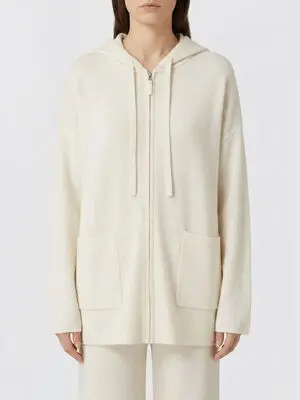 ALLUDE Hooded Zip-up Sweatshirt - White