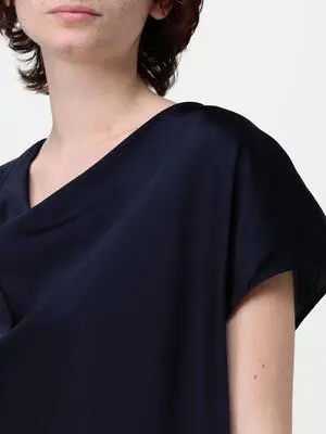 Vince Silk Blouse With Draped Neckline - Blue