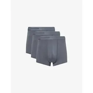 CHE Branded Mid-rise Pack Of Three Stretch-woven Trunks - Storm Grey