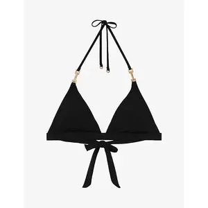 REISS Ria Halterneck Triangle Bikini Top - Black