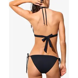 REISS Ria Halterneck Triangle Bikini Top - Black