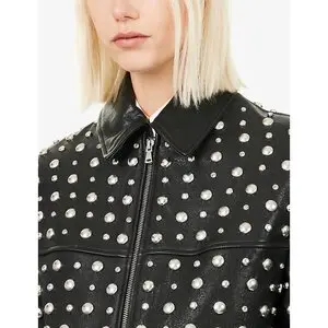 Nour Hammour Relaxed-fit Studded Leather Jacket