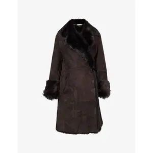 Nour Hammour Mid-length Shearling Coat With Notch Lapels