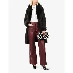 Nour Hammour Mid-length Shearling Coat With Notch Lapels