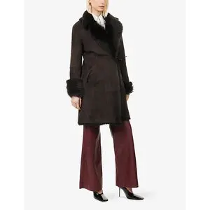 Nour Hammour Mid-length Shearling Coat With Notch Lapels