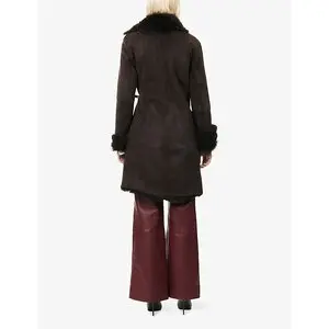 Nour Hammour Mid-length Shearling Coat With Notch Lapels