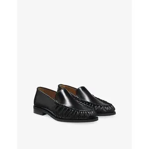 BOSS Ruched Leather Moccasins