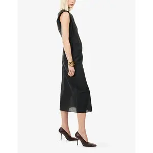 Jacquemus Draped Sleeveless Cotton-blend Midi Dress - Black