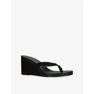 Steve Madden Suede Wedge Sandals - Black