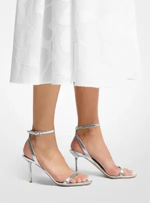 Michael Kors Gwyneth Metallic Embossed Leather Stiletto Sandals