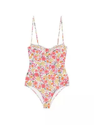 Farm Rio Floral-print One-piece Swimsuit - White