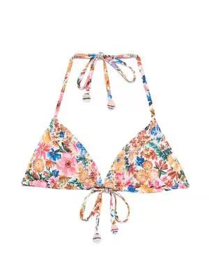 Farm Rio Floral Triangle Bikini Top - White