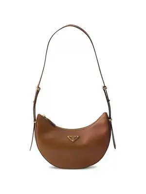 Prada Small Arqué Leather Shoulder Bag - Brown