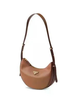 Prada Small Arqué Leather Shoulder Bag - Brown