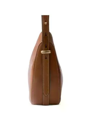Prada Small Arqué Leather Shoulder Bag - Brown