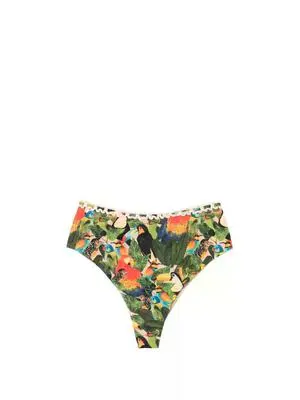 Farm Rio Bird Leaves High-waist Bikini Bottoms - Green